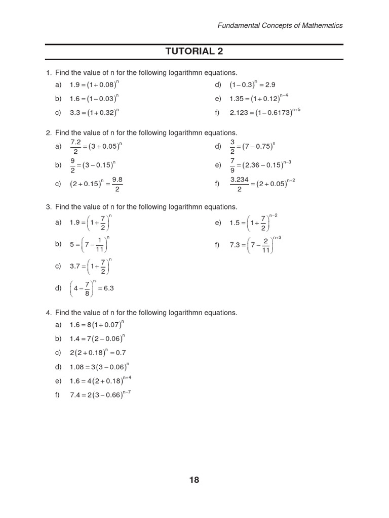 MAT112 - TUTORIAL 2 – FUNDAMENTAL CONCEPTS OF MATHEMATICS | PDF | Mathematics