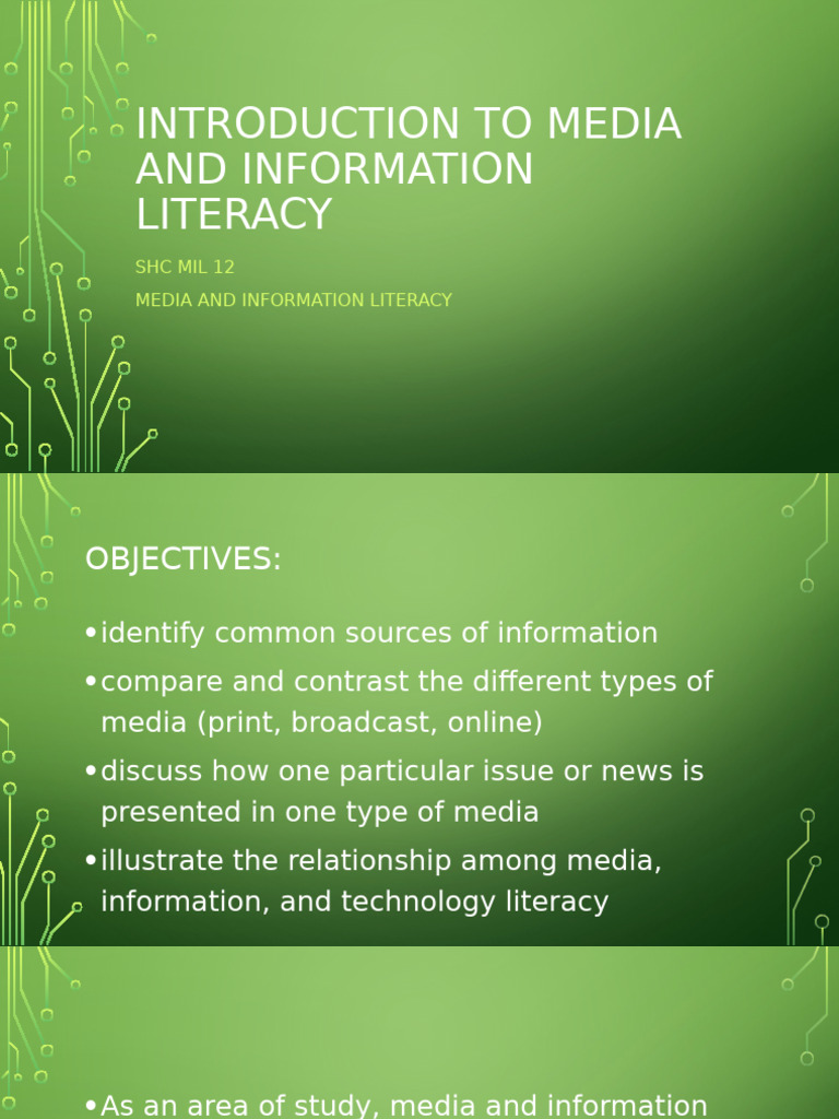 Lesson 1 - Introduction to Media and Information Literacy | PDF ...