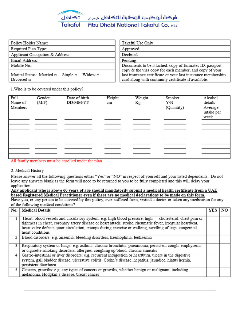 Individual Medical Enrollment Form | PDF | Cancer | Chronic Condition