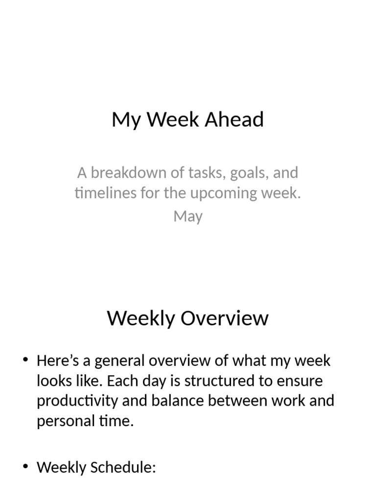 My Week Ahead Presentation | PDF