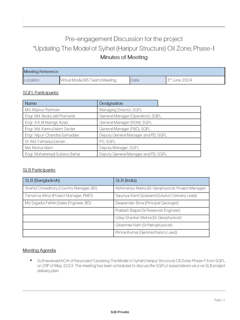 MoM_SGFL Pre-engagement Discussion | PDF
