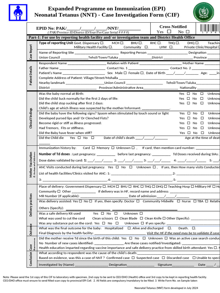 Revised CIF NNT v2.0 (2024) | PDF | Medical Specialties | Public Health