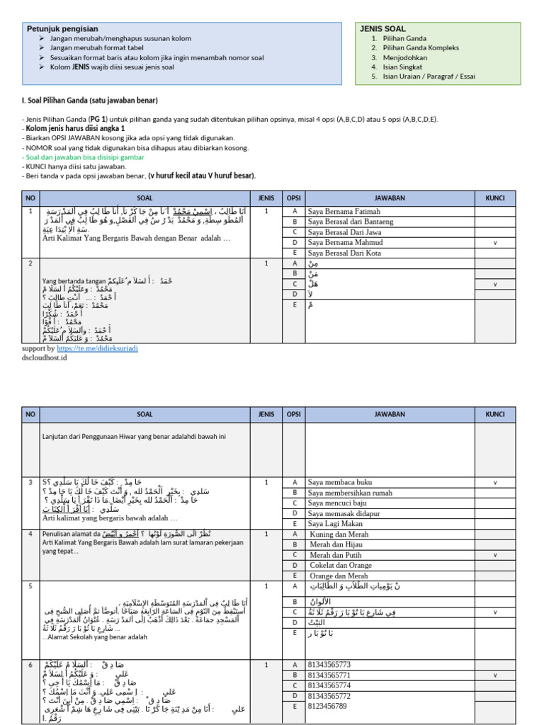 soal bahasa Arab kelas Xll word | PDF