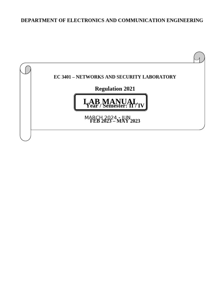EC3401-NETWORKS AND SECURITY Lab Manual - 2021 REG | PDF | Routing | Encryption