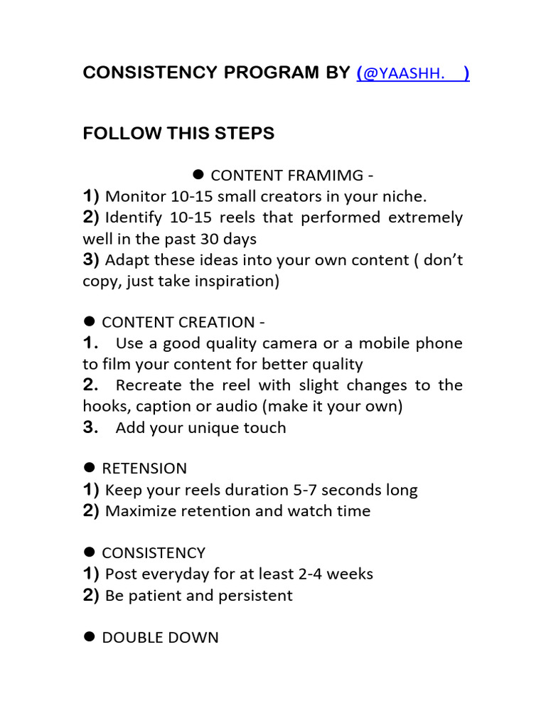 Consistency Program by Yash | PDF