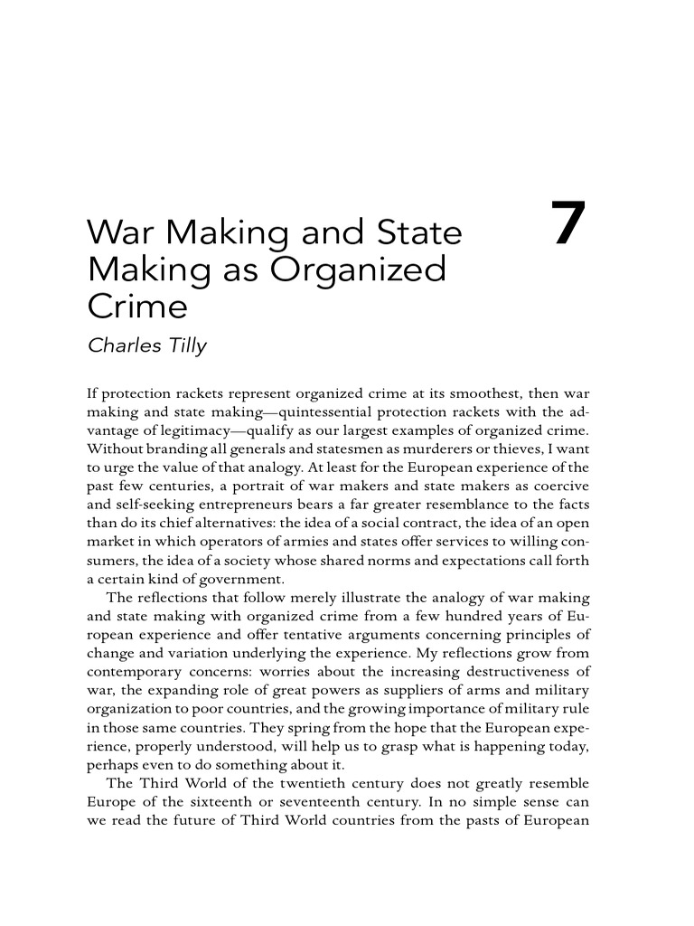 War Making and State Making As Organized Crime: Charles Tilly | PDF ...