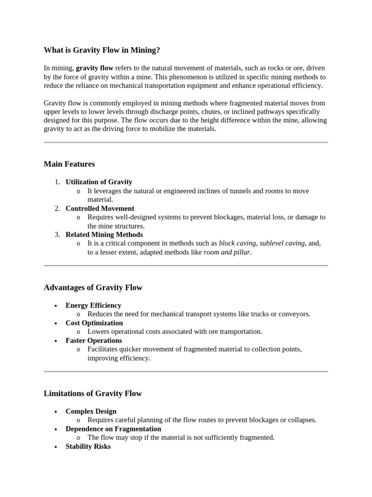 Understanding Gravity Flow in Mining | PDF | Mining
