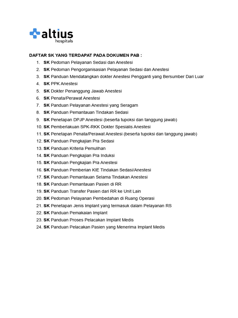 Daftar SK Yang Terdapat Pada Dokumen Pab | PDF