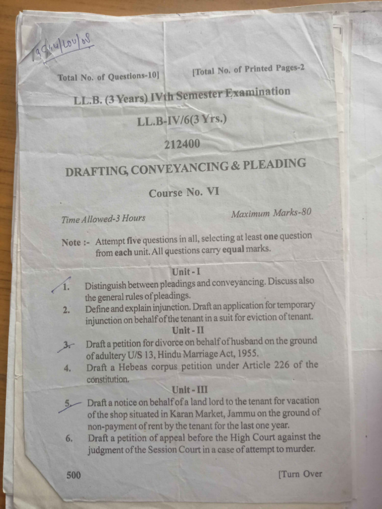 Drafting Pleading Question Papers | PDF