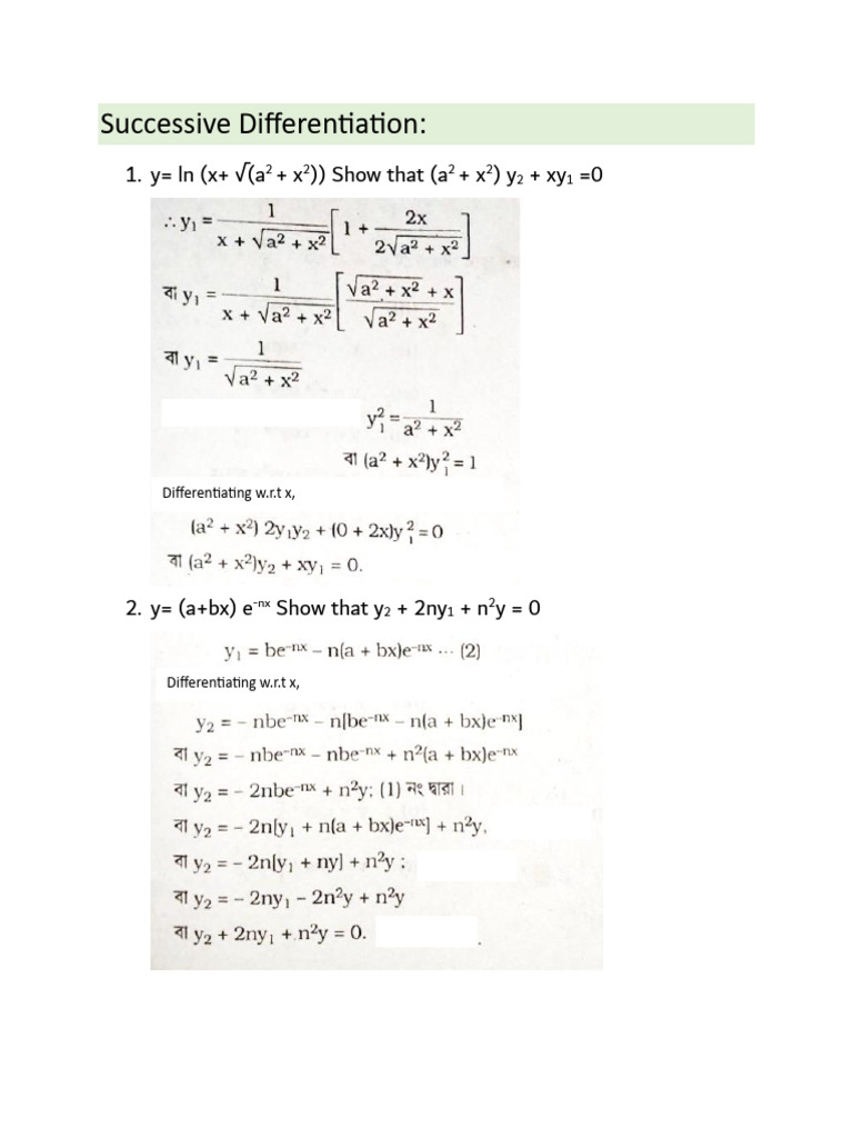 successive Differentiation | PDF successive Differentiation | PDF