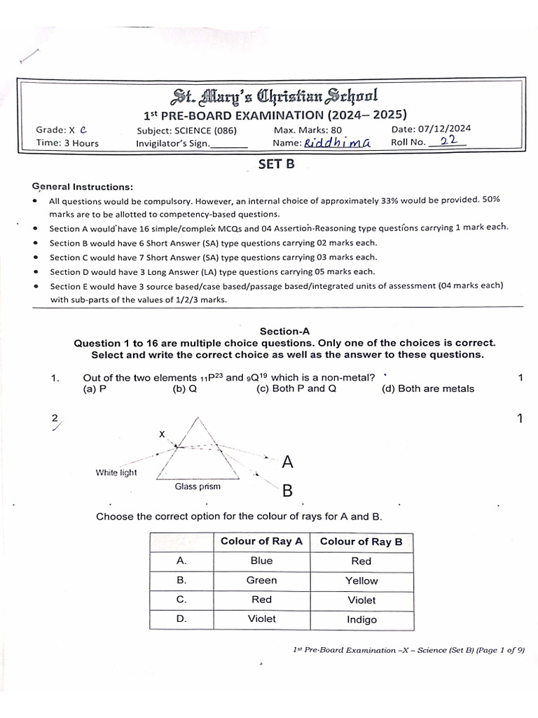 Pre Board Paper | PDF