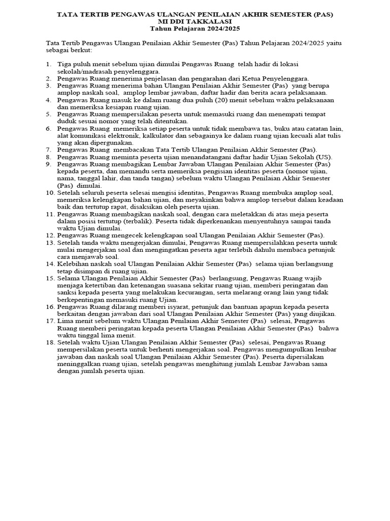 Tata Tertib Pengawas | PDF