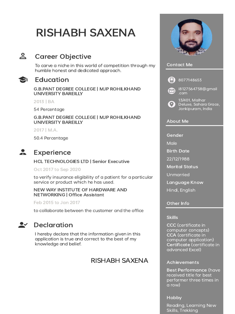 Rishabh Saxena Resume Format17 | PDF