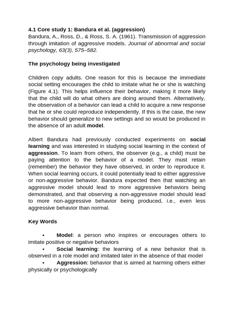 Core 1 | PDF | Aggression | Imitation