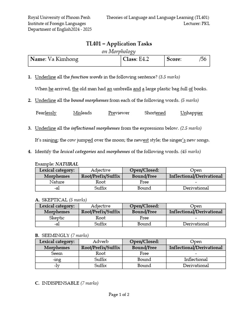 Va Kimhong-TL401-Week-4-Application-Task | PDF | Word | Linguistic Typology