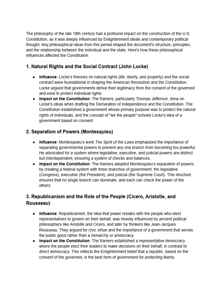 Philosophies Affect On The Constitution | PDF | Separation Of Powers ...