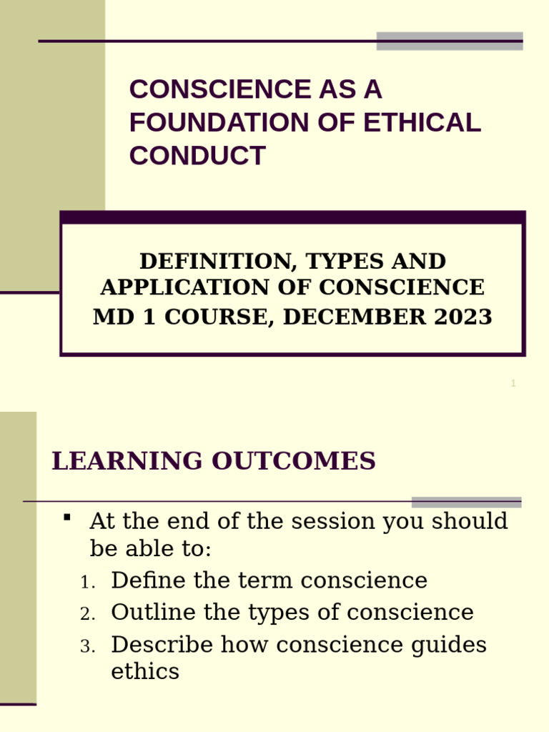 Conscience As A Foundation of Ethics 2-12-2023b | PDF | Conscience ...