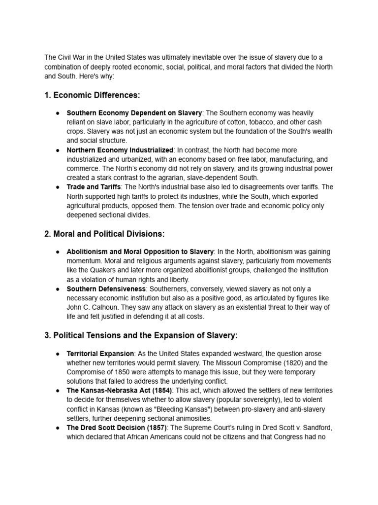 Why the Civil war was inevitable | PDF | Abraham Lincoln | American ...