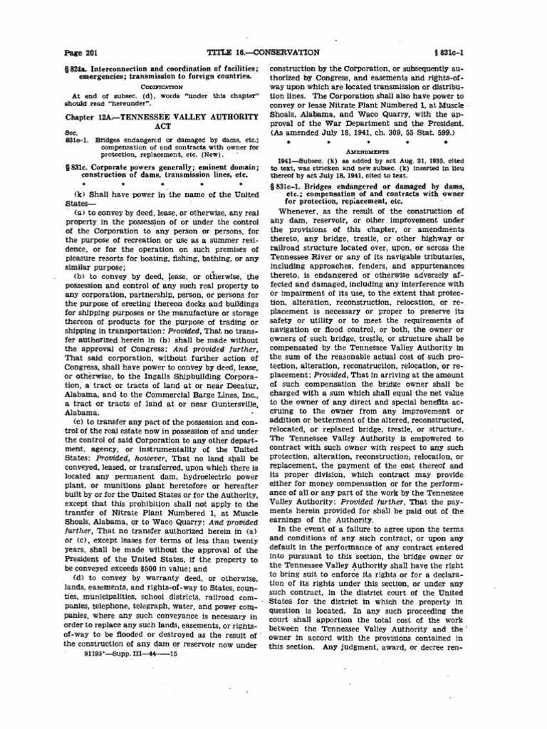 Tennessee Valley Authority Act | PDF | Tennessee Valley Authority ...