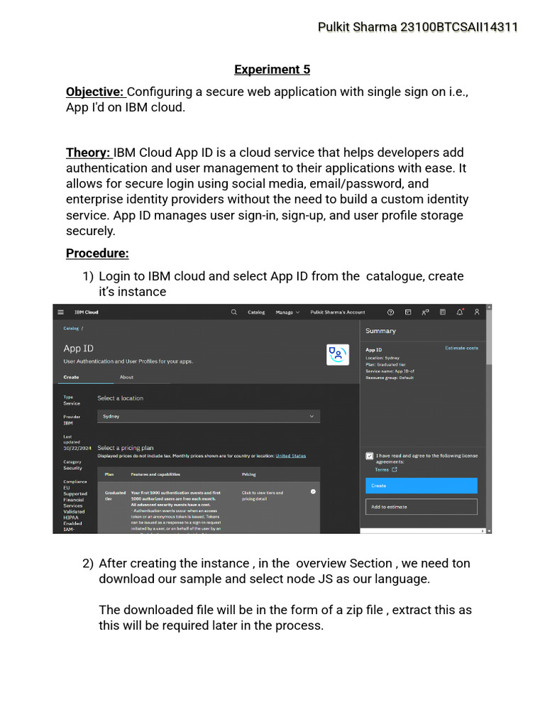 Secure Web App Setup with IBM App ID | PDF