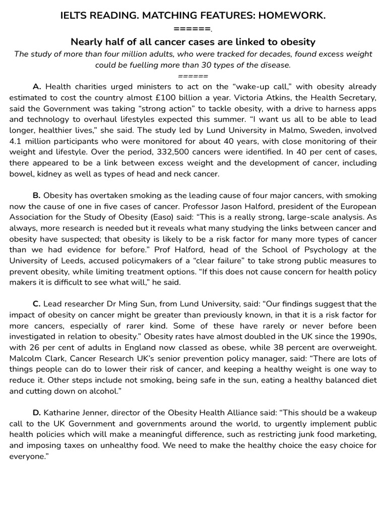 HW (13.12) | PDF | Obesity | Cancer