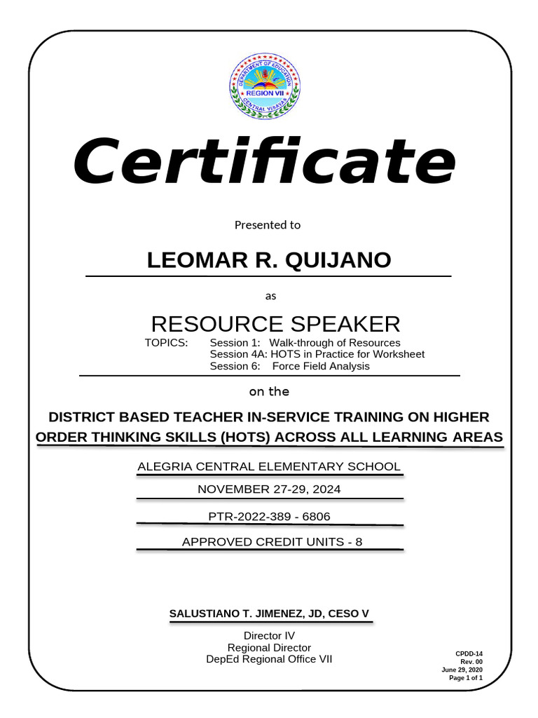 Certificate Resource Speaker..... Final | PDF