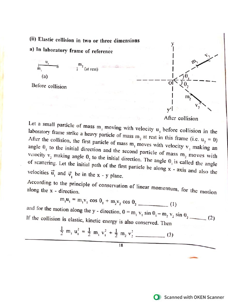 Two Dimensional Collisions With Respect To Velocities of Centre of Mass Frame and Laboratory ...
