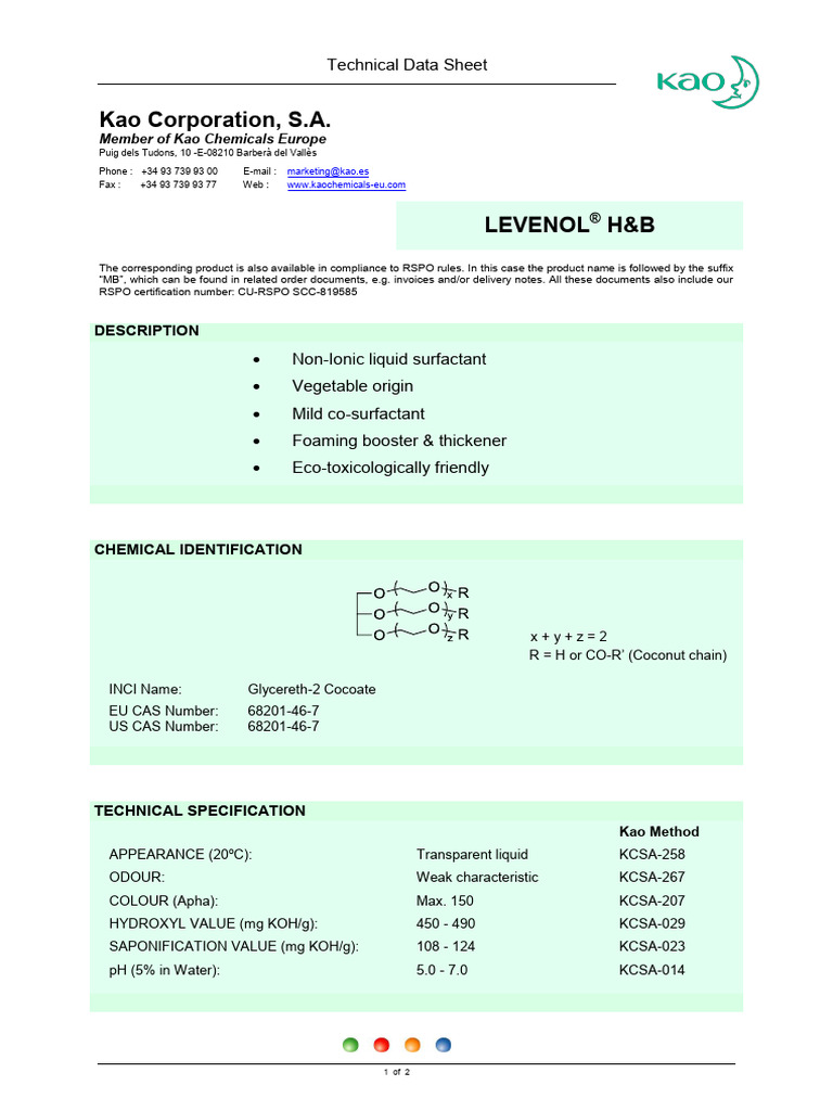 TechnicalDataSheet (TDS) LevenolH B English 02132020123 | PDF ...