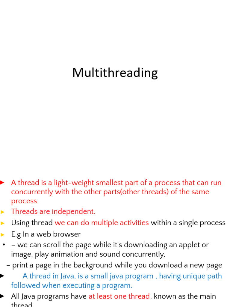 Multithreading | PDF | Thread (Computing) | Class (Computer Programming)