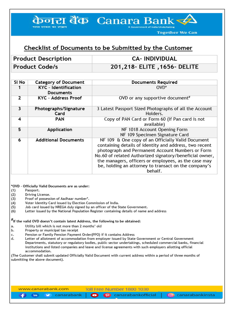 KYC Document Submission Checklist | PDF | Identity Document ...