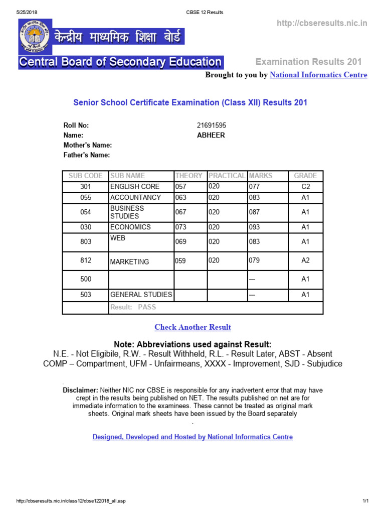 21691595-CBSE-12-Results | PDF | Government Of India