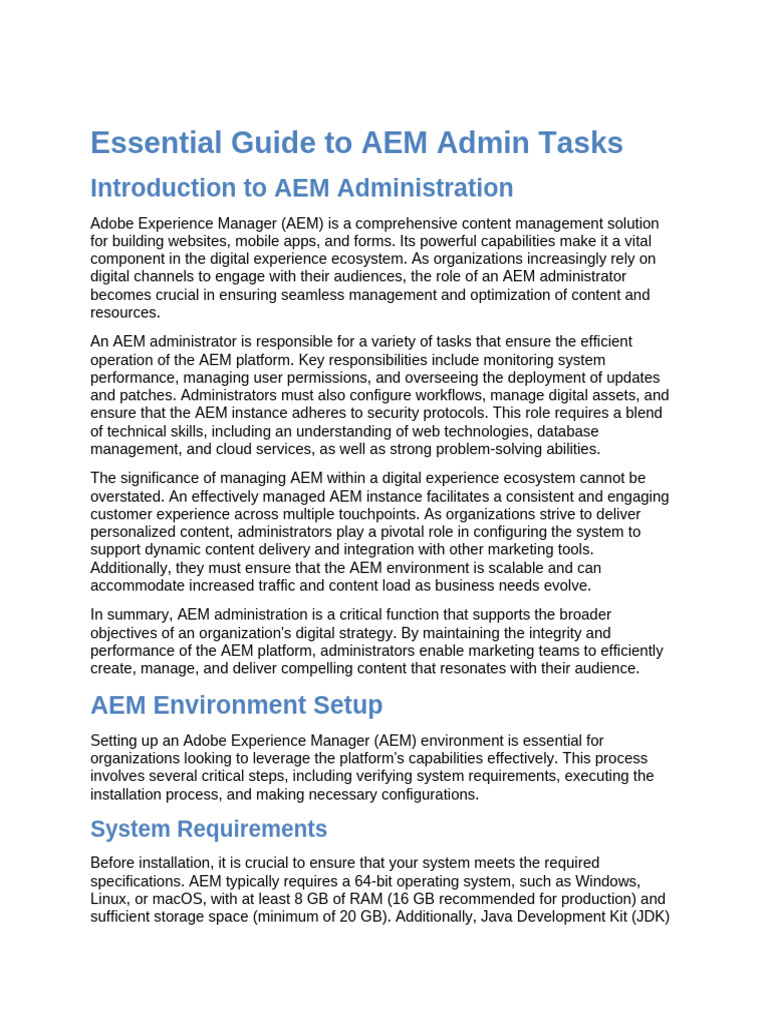 Essential Guide To AEM Admin Tasks | PDF | Computing | Information ...