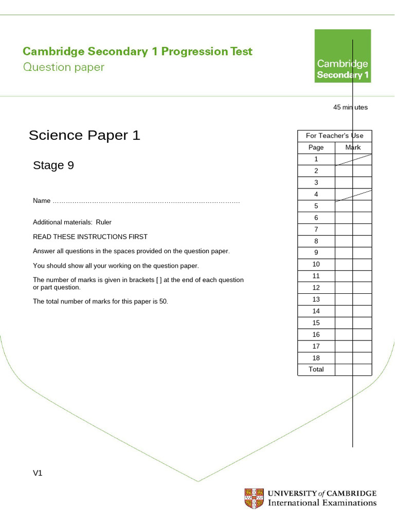 Secondary Progression Test Stage 9 Science Paper 1 | PDF | Atoms ...