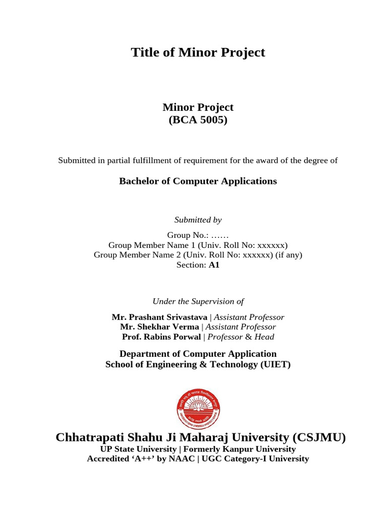 BCA 5005 Minor Project - Format & Guidelines (A1) | PDF | Computing