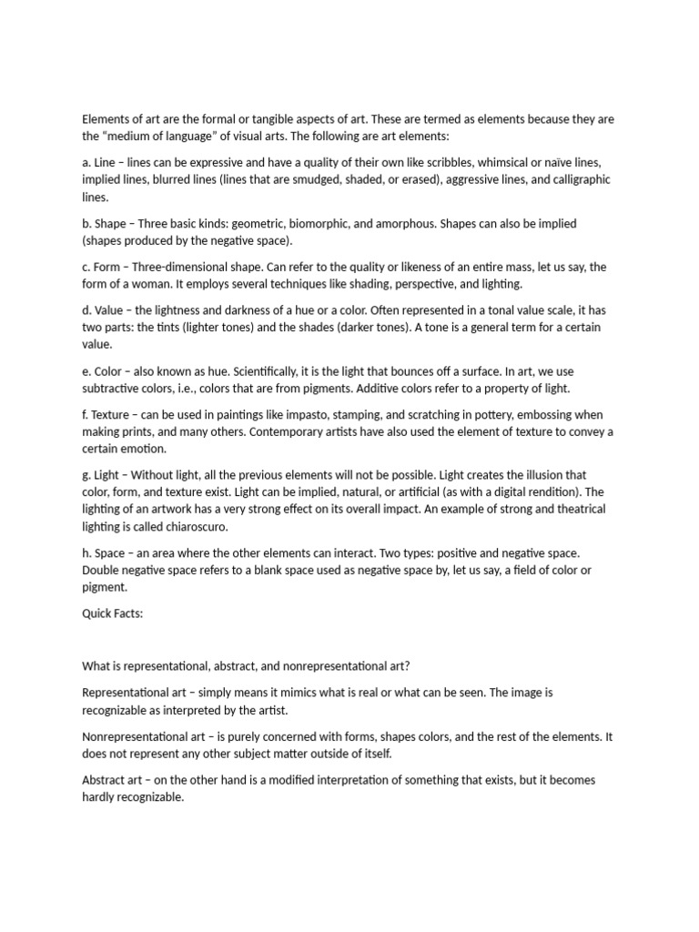 Elements of Art Are The Formal or Tangible Aspects of Art | PDF