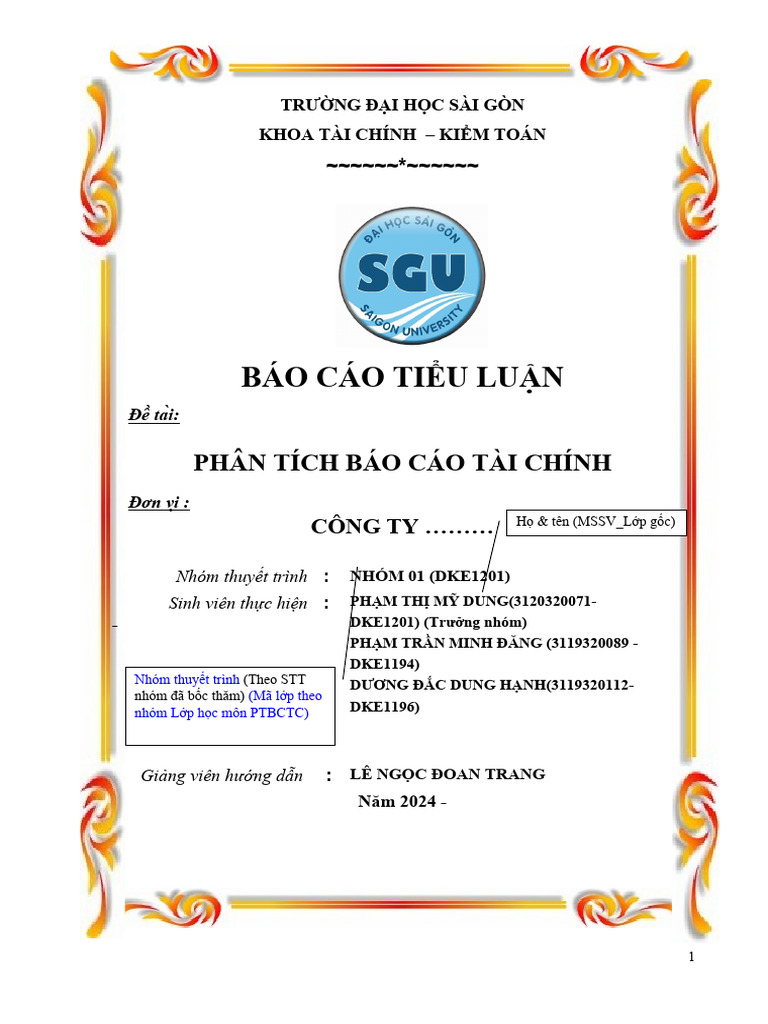 Bao Cao Thuyet Trinh PTBCTC Mau | PDF