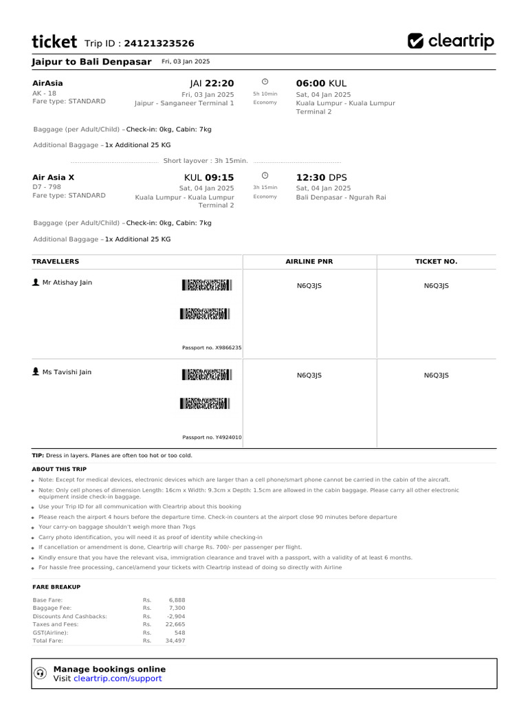 Cleartrip Flight E-Ticket | PDF | Aviation