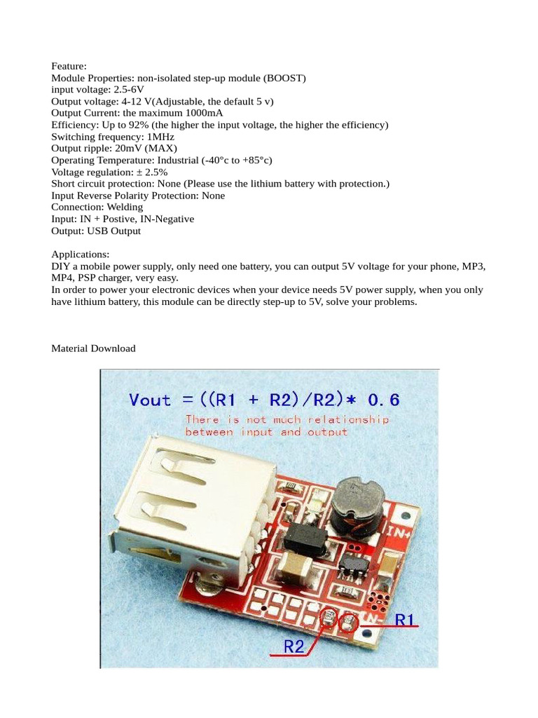 Detailed 5v Usb Step Up Description | PDF