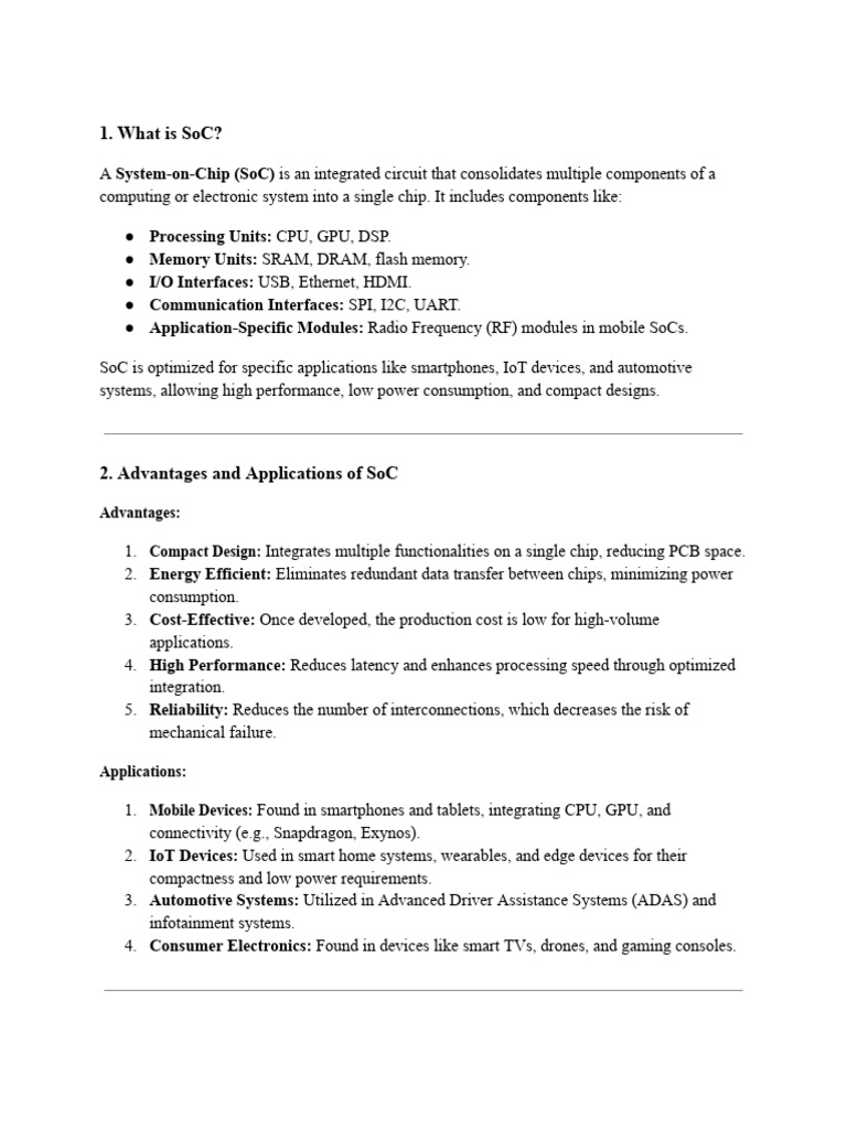 Soc Answers | PDF | System On A Chip | Field Programmable Gate Array