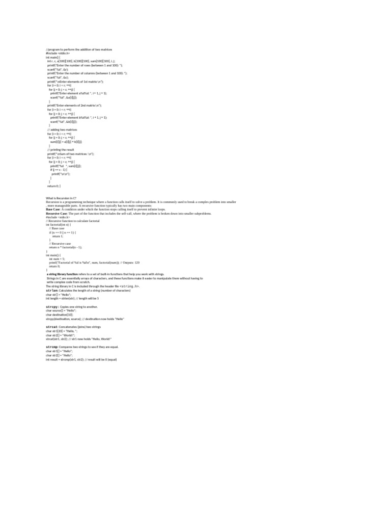 program to perform the addition of two matrices | PDF | Computer ... program to perform the addition of two matrices | PDF | Computer ...