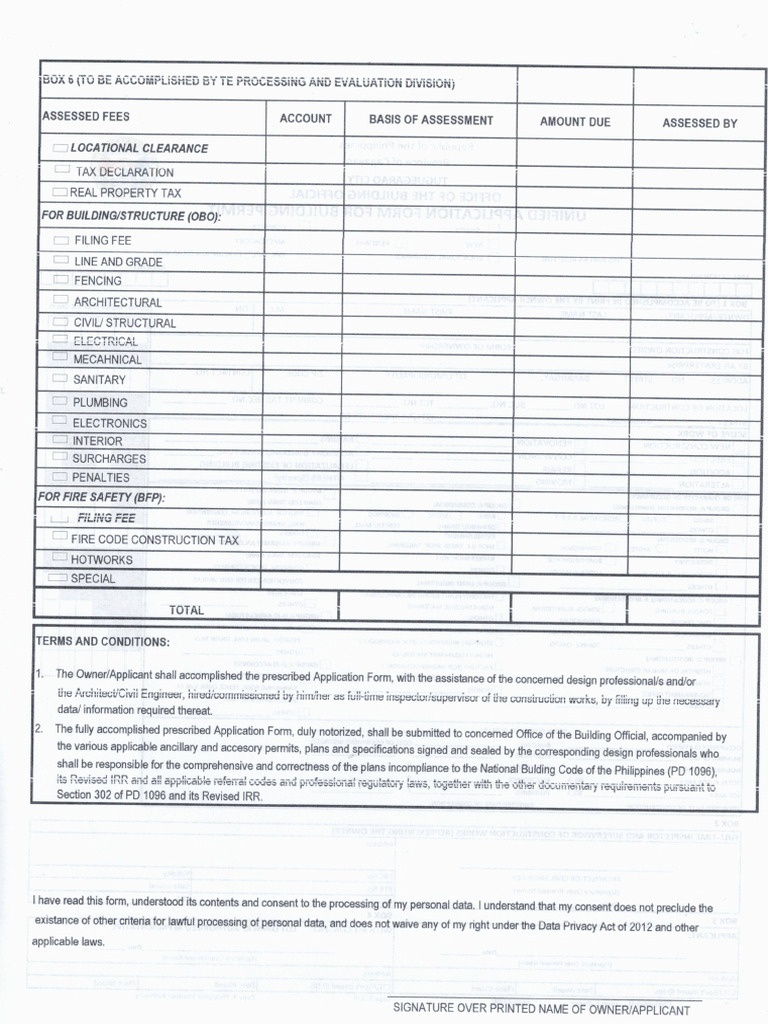 6-Unified Application For BLDG Permit (Back Page) | PDF