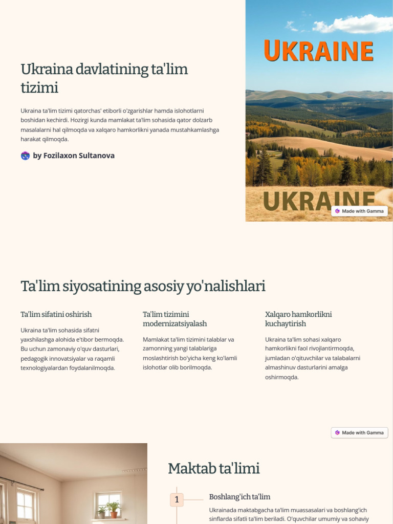 Ukraina Davlatining Talim Tizimi | PDF