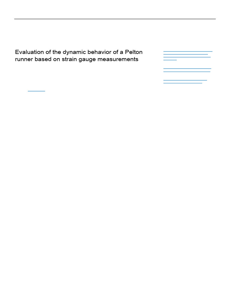 Evaluation of The Dynamic Behavior of A Pelton Runner Based On Strain ...