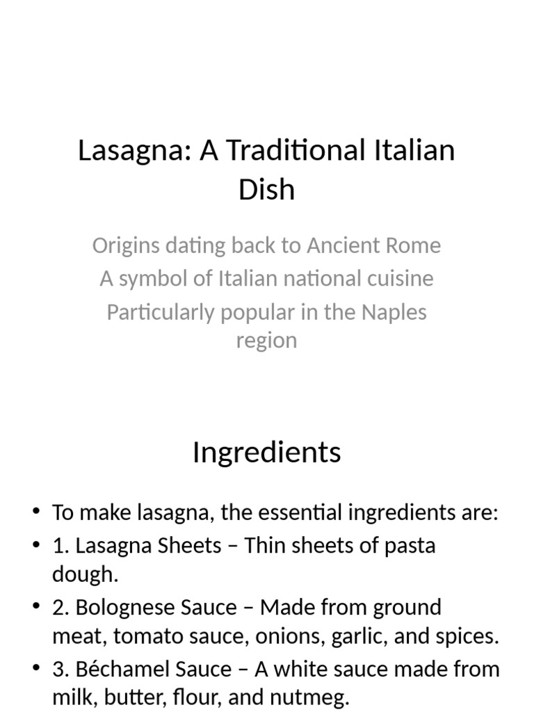 Lasagna Presentation Techniques | PDF