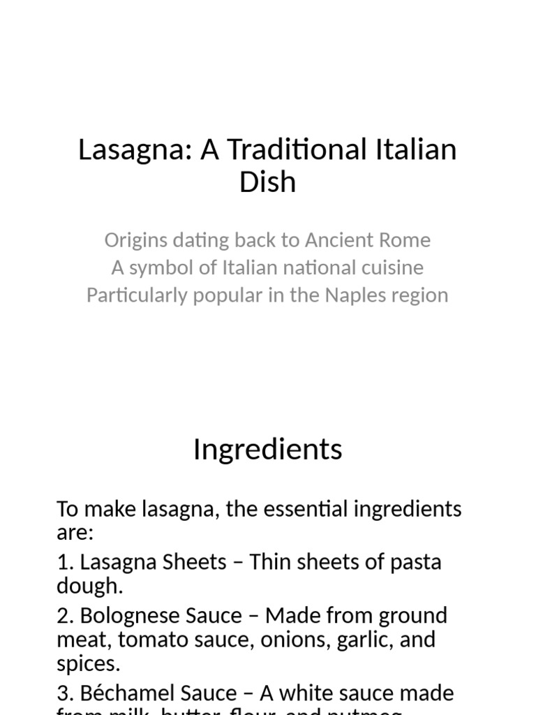Lasagna Presentation | PDF