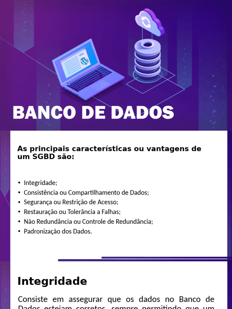 Principais Características Ou Vantagens de Um SGBD | PDF | Bancos de ...