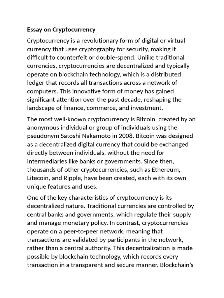 Cryptocurrency: Revolutionizing Finance | PDF | Cryptocurrency | Bitcoin