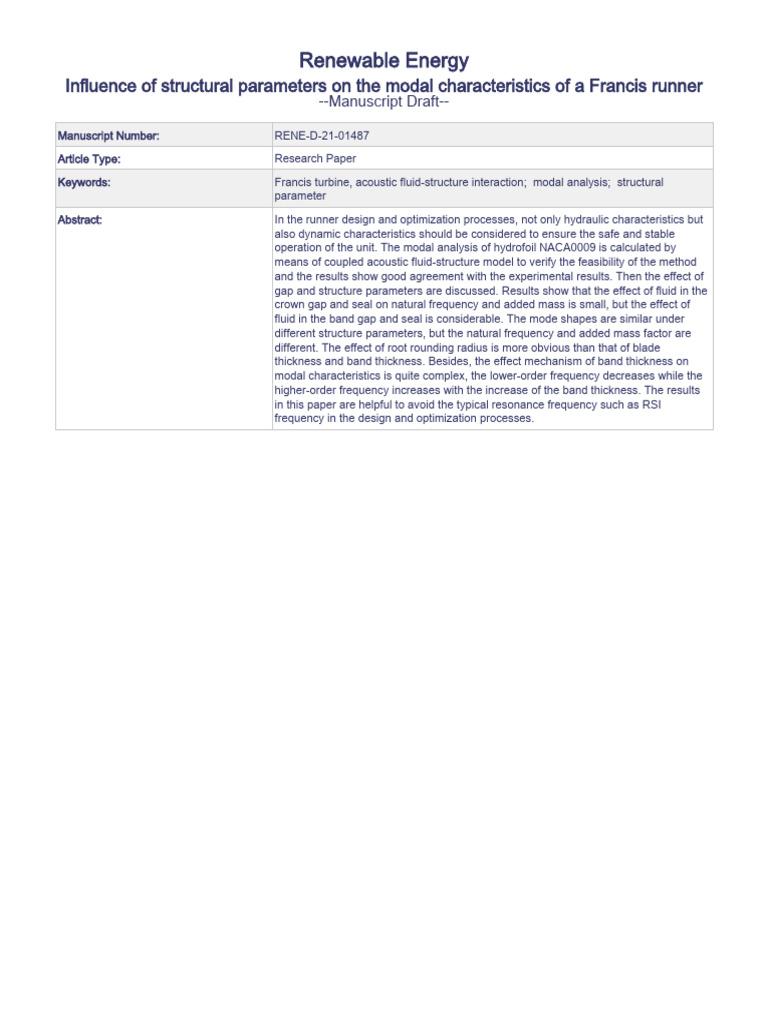 Influence of structural parameters on the modal characteristics of a ...