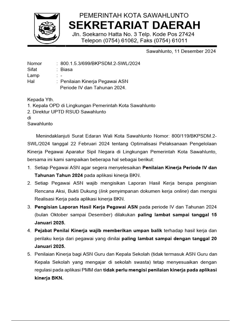 18 - Edaran SKP Periode IV Dan Tahunan 2024 | PDF