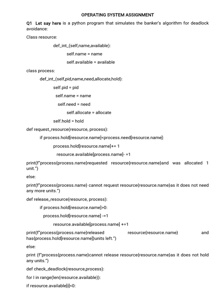 Operating System Assignment Pdf Computer Science Concurrent Computing